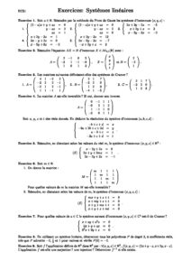 Exercices Systèmes linéaires – Mathématiques en CPGE